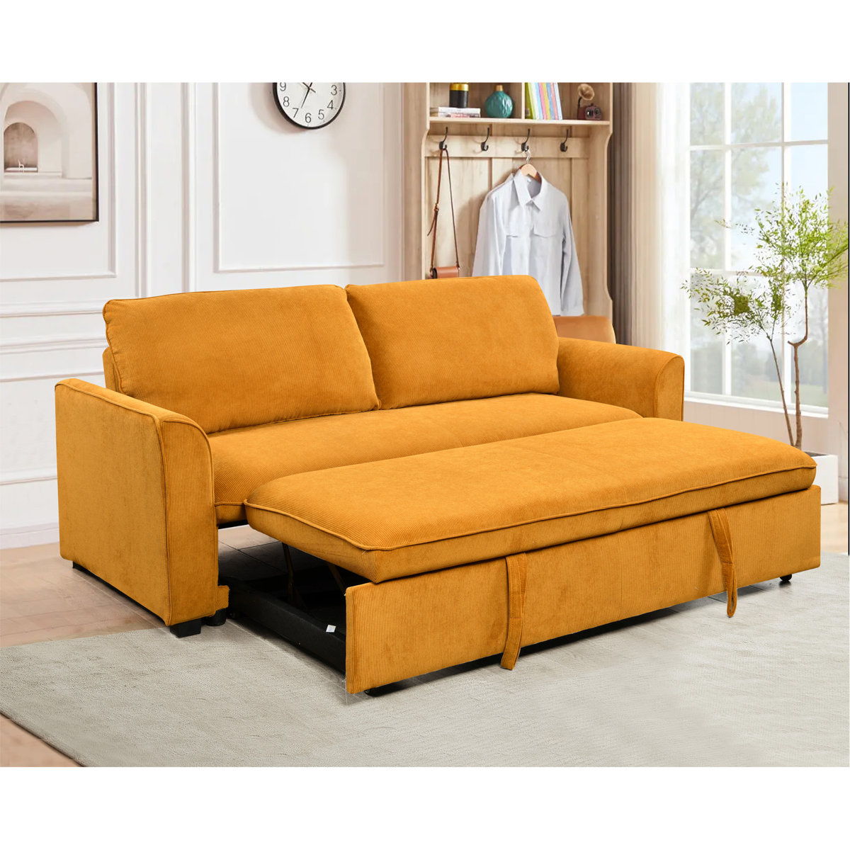 Latitude Run® Tekeyla 78'' Firm Square Arms Sleeper Sofa 3 in 1 Convertible Queen Size Sleeper ...